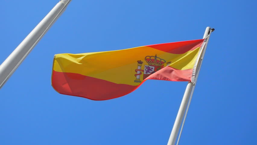 Spanish Flag Flying On a Stock Footage Video (100% Royalty-free ...