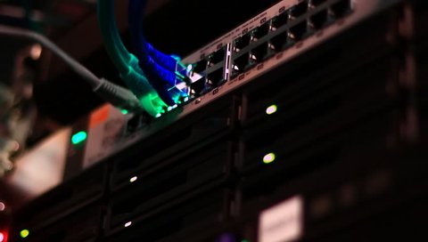 Working Ethernet Switch Used Ports Utp Stock Footage Video (100% ...