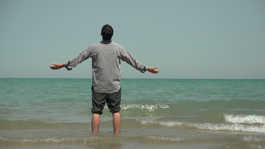 business man standing ocean looking into Stock Footage Video (100% ...
