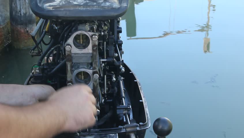 repair outboard motor marine boat man's Stock Footage Video (100% ...