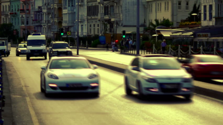 Approaching Traffic of Luxury Cars Stock Footage Video (100% Royalty ...