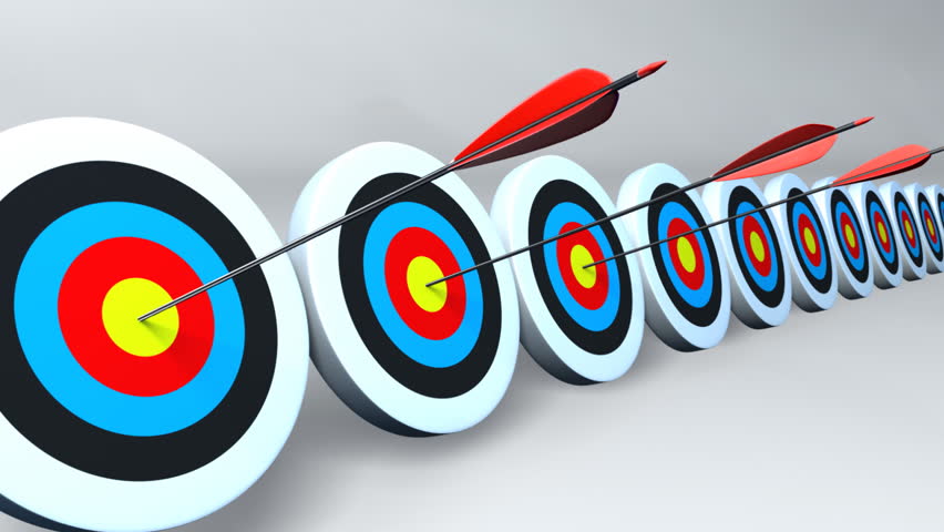many arrows hit targets success concept Stock Footage Video (100% ...