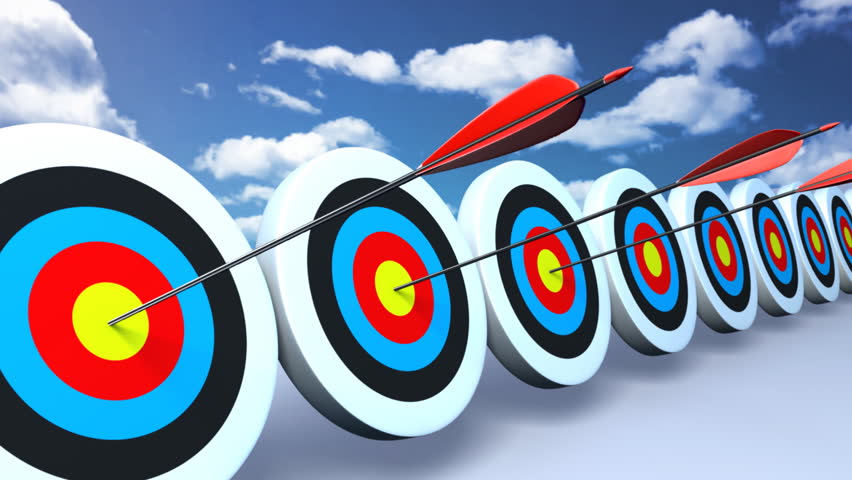 many arrows hit targets success concept Stock Footage Video (100% ...