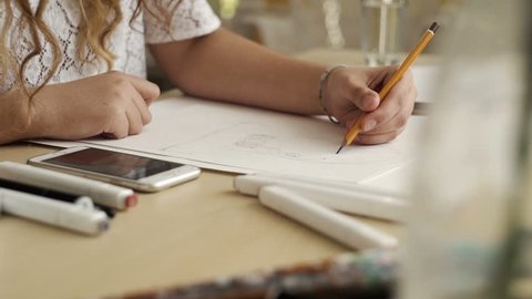 Hand Female Drawing Paper Her Studio Stock Photo (Edit Now) 650095090