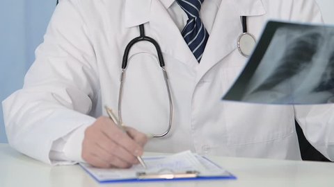 Pulmonology Doctor Looking Lung Scan Making Stock Footage Video (100% ...