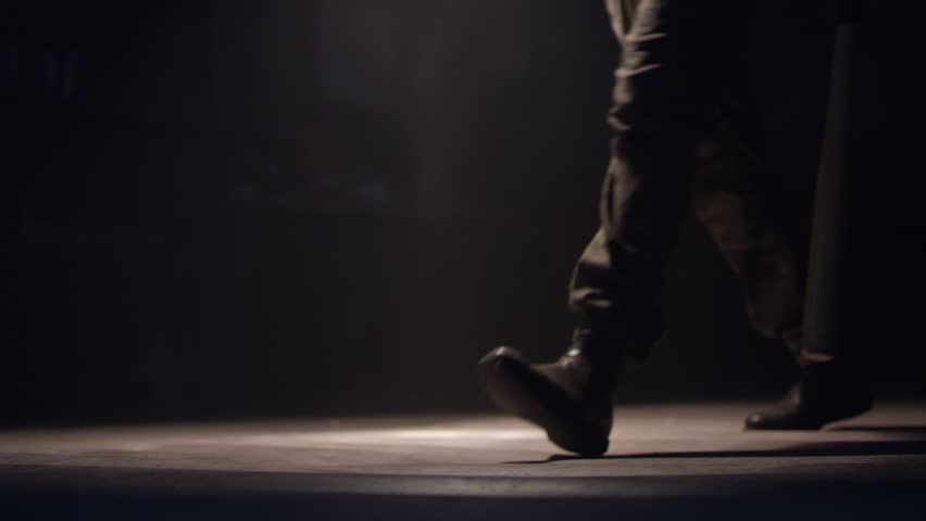 man's legs walking on dark room Stock Footage Video (100% Royalty-free ...