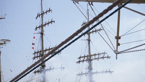tall ship wooden mast holiday flags Stock Footage Video (100% Royalty ...