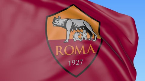 Closeup Waving Flag Roma Football Club Stock Footage Video (100% ...