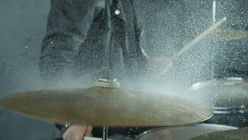 drummer hitting on wet drum cymbal Stock Footage Video (100% Royalty ...