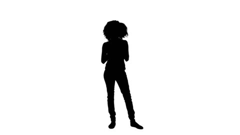 Silhouette Woman Standing Against White Background Stock Footage Video ...