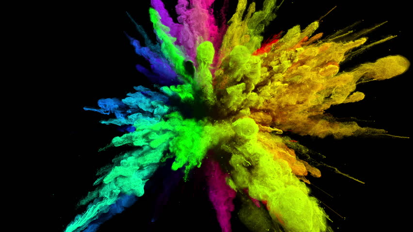 cg animation powder explosion all primary Stock Footage Video (100% ...