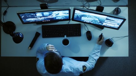 top view security guard his display Stock Footage Video (100% Royalty ...