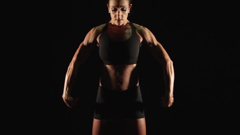 Muscular Female Bodybuilder Working Out By Stock Footage Video (100% ...
