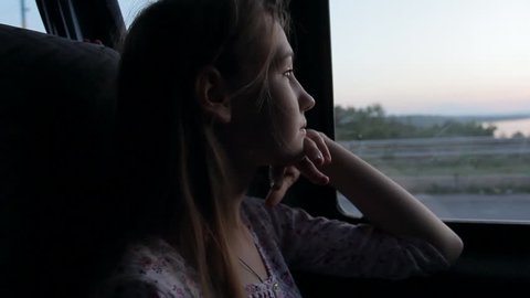 Sad Pensive Girl Riding Bus Looking Stock Footage Video (100% Royalty ...