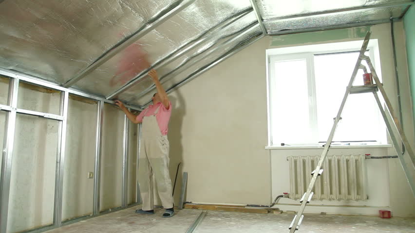 Installation of Gypsum Plasterboard Ceilings Stock Footage Video (100% ...