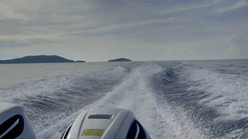 view rear moving speedboat slow motion Stock Footage Video (100% ...