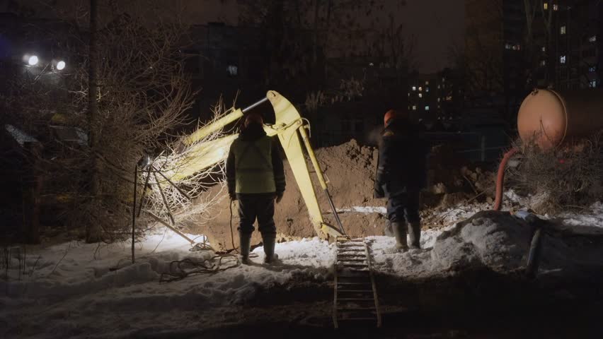 excavator digs hole night Stock Footage Video (100% Royalty-free ...