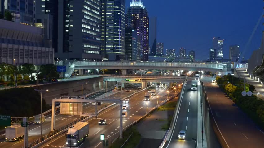 tokyo japan odaiba night traffic wangan Stock Footage Video (100% ...