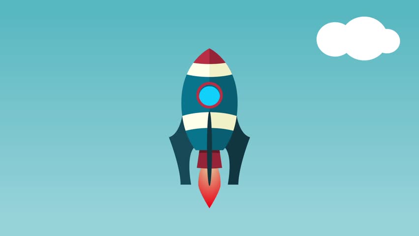 animation rocket flying space above clouds Stock Footage Video (100% ...