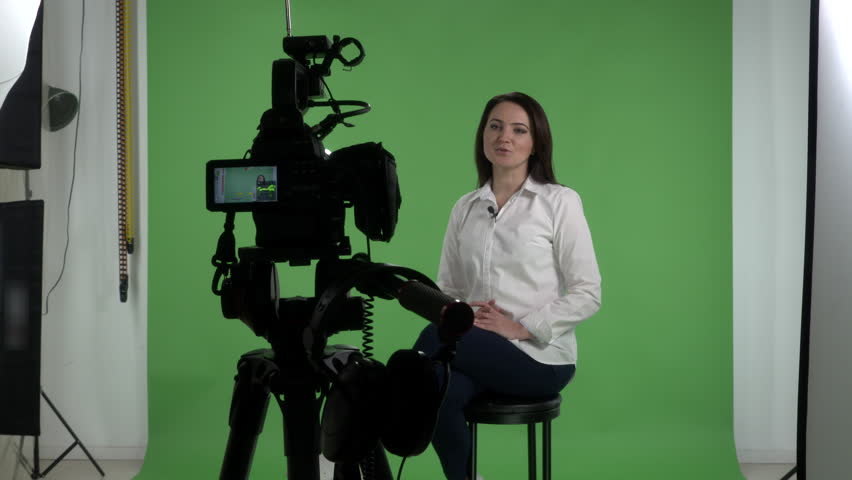 backstage recording interview green screen studio Stock Footage Video ...
