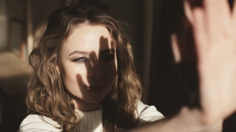 Girl Touching Sunlight By Hand Her Stock Footage Video (100% Royalty ...