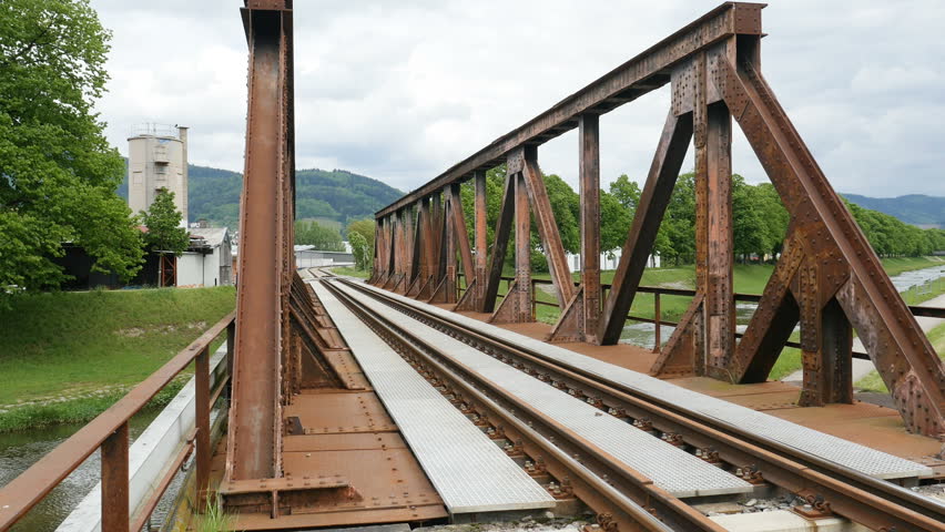 old rail train bridge made steel Stock Footage Video (100% Royalty-free ...