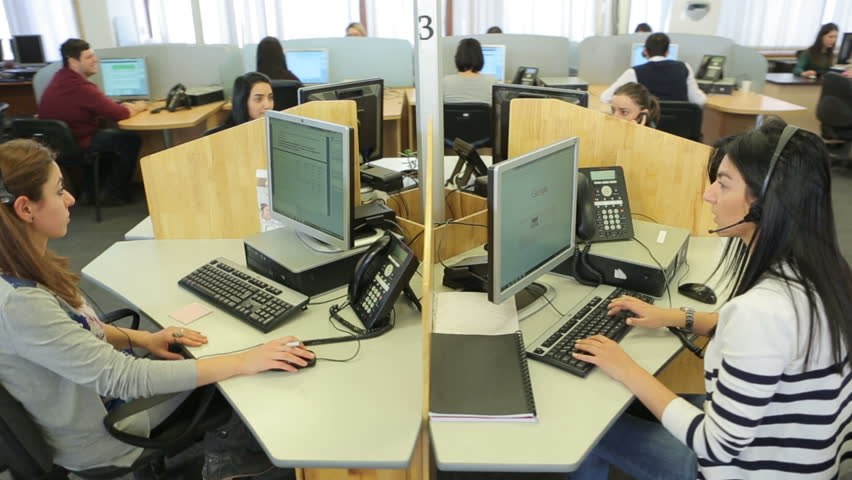 row call center operators work customer Stock Footage Video (100% ...