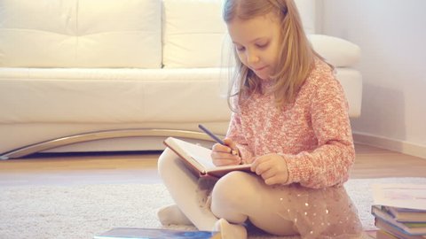 Cute Little Child Girl Laying On Stock Footage Video (100% Royalty-free ...