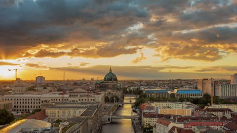 Sunset Berlin Germany Timelapse Stock Footage Video (100% Royalty-free ...