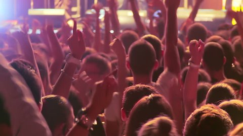 Concert Crowd Footage Iconic Night Neon Stock Footage Video (100% ...