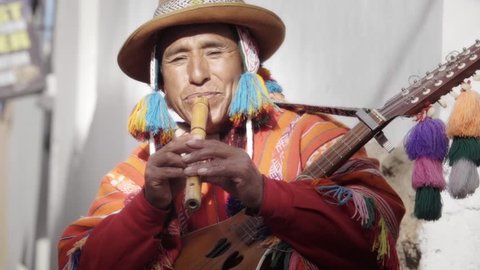 Native Quechua Man Using Colorful Handcrafted Stock Footage Video (100% ...