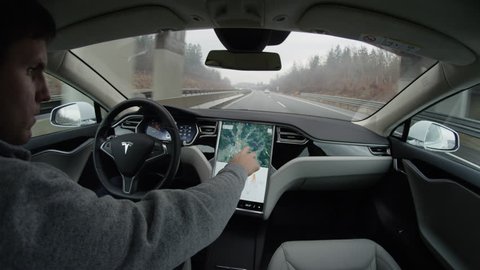 Autonomous Tesla Car February 2016 Autonomous Stock Footage Video (100% ...