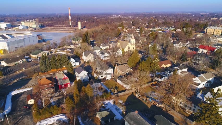 aerial view beautiful neighborhood small town Stock Footage Video (100% ...