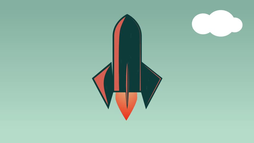 Animation of Vintage Rocket Flying Stock Footage Video (100% Royalty ...