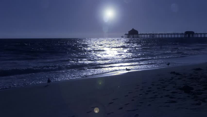 Full Moon Over Pacific Ocean