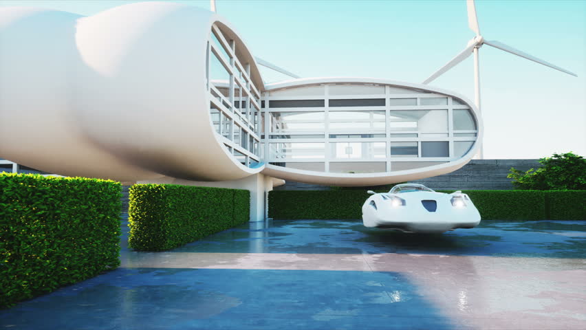 House of Future. Futuristic Flying Stock Footage Video (100% Royalty ...