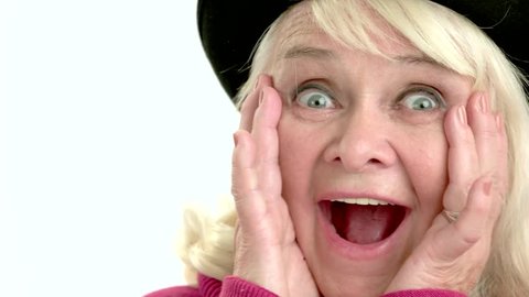 Surprised Senior Woman Smiling Amazed Lady Stock Footage Video (100% ...