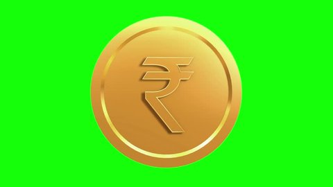 Indian Rupee Symbol Embedded Gold Coin Stock Footage Video (100% ...