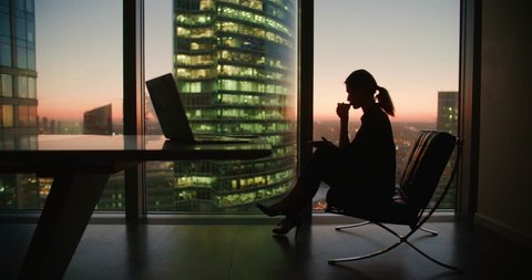 Young Woman Businessman Ceo Sitting Chair Stock Footage Video (100% ...