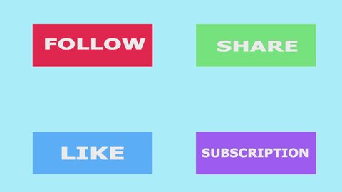 Social Network Buttons Text Follow Like Stock Footage Video (100% ...