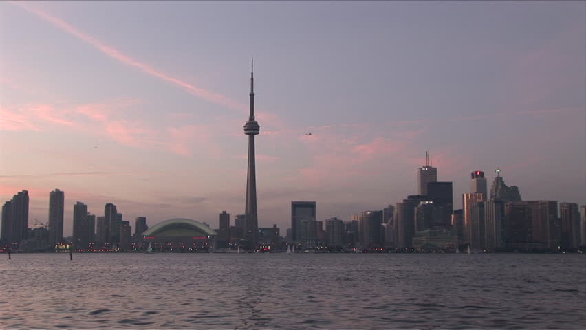 wide shot toronto's skyline lake ontario Stock Footage Video (100% ...
