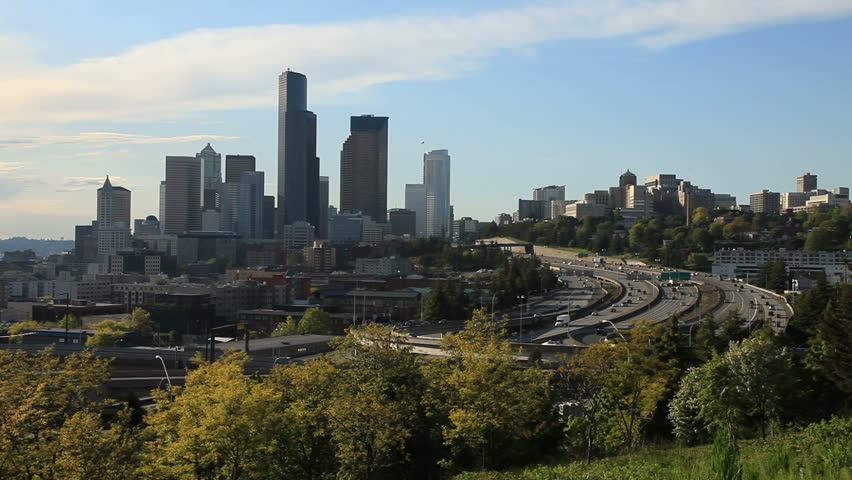 city seattle skyline daytime washington state Stock Footage Video (100% ...