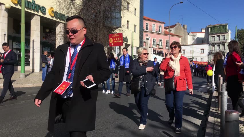 Crowd of People Marching in Stock Footage Video (100% Royalty-free ...