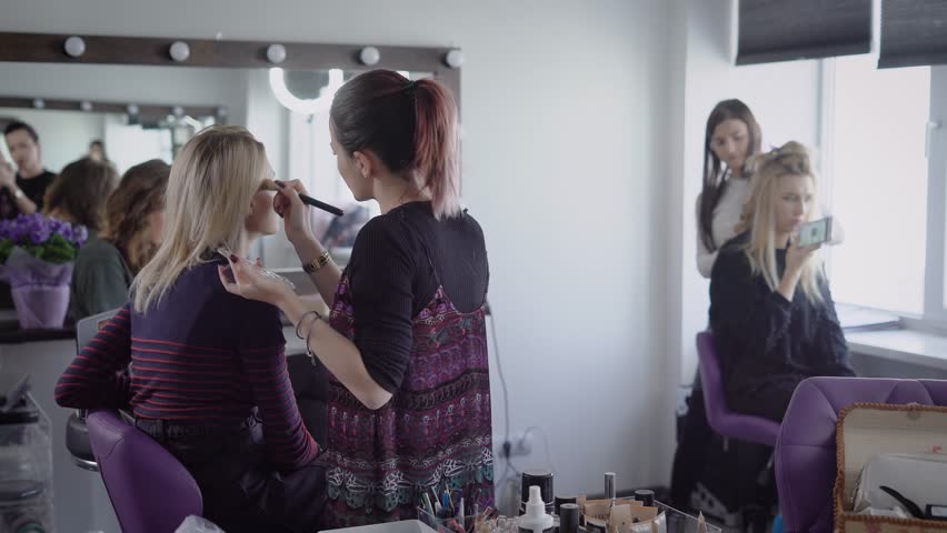 Make-up Artist and Hairdresser of Stock Footage Video (100% Royalty ...