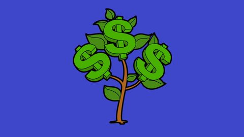 Animated Money Tree On Blue Screen Stock Footage Video (100% Royalty ...