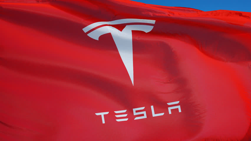 Tesla Motors Inc. Flag Waving Stock Footage Video (100% Royalty-free ...