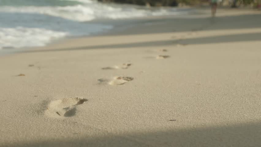 footsteps washed away on beach Stock Footage Video (100% Royalty-free ...