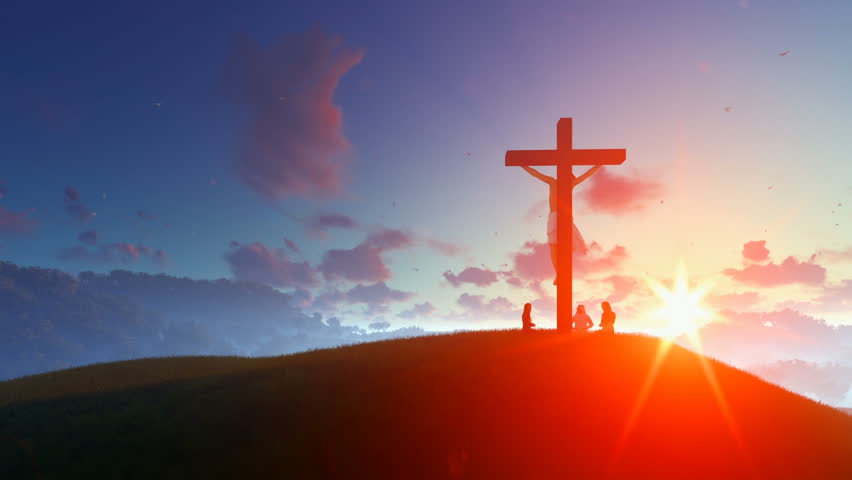 jesus on cross against morning sunrise Stock Footage Video (100% ...
