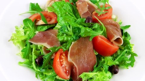 Restaurant Salad Ham Sliced Spanish Lettuce Stock Footage Video (100% ...