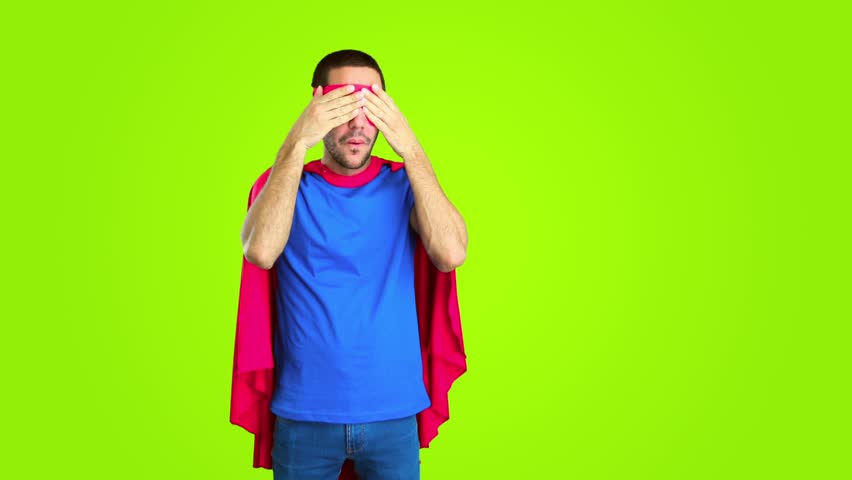 scared superhero covering his eyes Stock Footage Video (100% Royalty ...